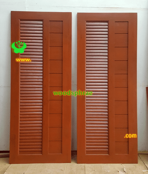 ประตูห้องน้ำไม้สัก B147 รับประกันตลอดอายุใช้งาน ประตูไม้สัก วู๊ดแพร่