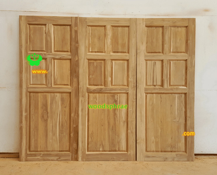 ประตูไม้สักบานเดี่ยว B282 รับประกันตลอดอายุใช้งาน ประตูไม้สัก วู๊ดแพร่