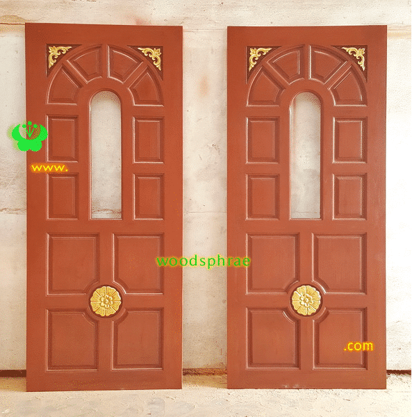 ประตูไม้สักบานเดี่ยว B340 รับประกันตลอดอายุใช้งาน ประตูไม้สัก วู๊ดแพร่