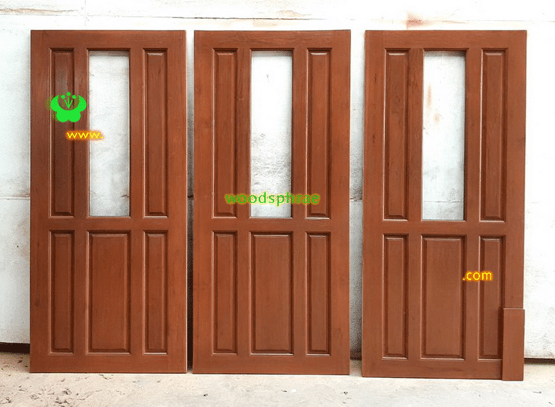 ประตูไม้สักบานเดี่ยว B344 รับประกันตลอดอายุใช้งาน ประตูไม้สัก วู๊ดแพร่
