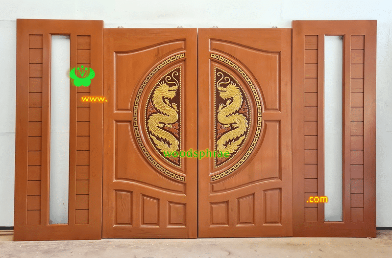 ประตูไม้สักบานคู่ BB238 รับประกันตลอดอายุใช้งาน